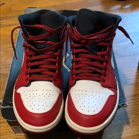 Jordan | Shoes | Jordan Red And White Hightop Sneakers Iconic Design ...